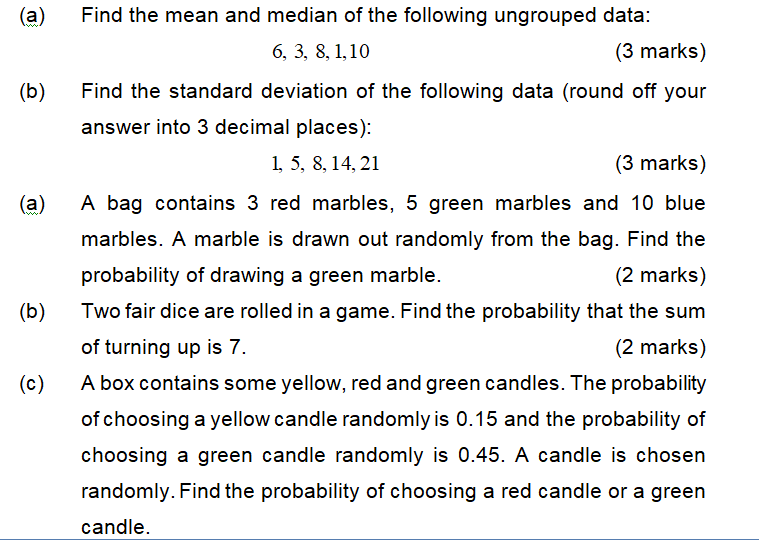Solved (a) Find the mean and median of the following | Chegg.com