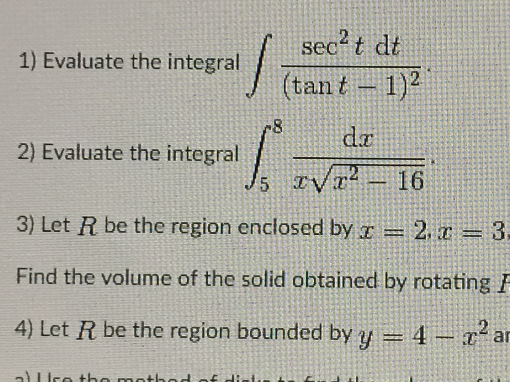 Solved Evaluate the integral integral sec^2 t dt/(tan t - | Chegg.com