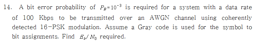 Solved A bit error probability of P_E = 10^-3 is required | Chegg.com