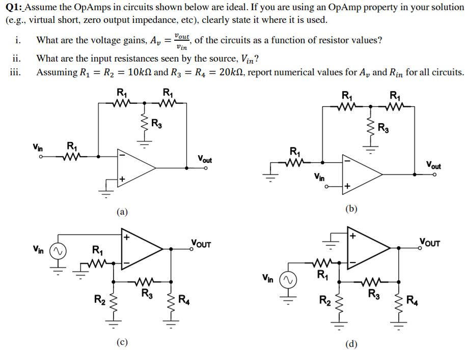 Solved Assume the OpAmps in circuits shown below are ideal. | Chegg.com