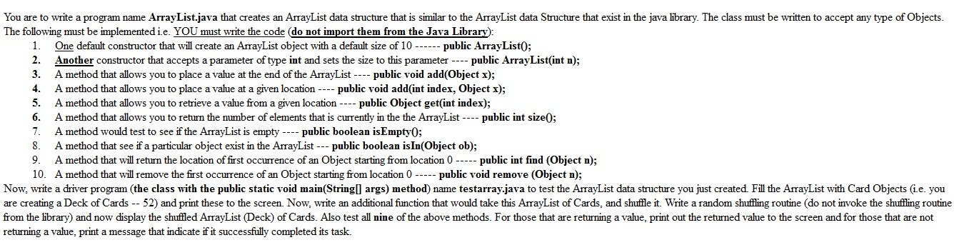Solved You Are To Write A Program Name Arraylistjava That 1524