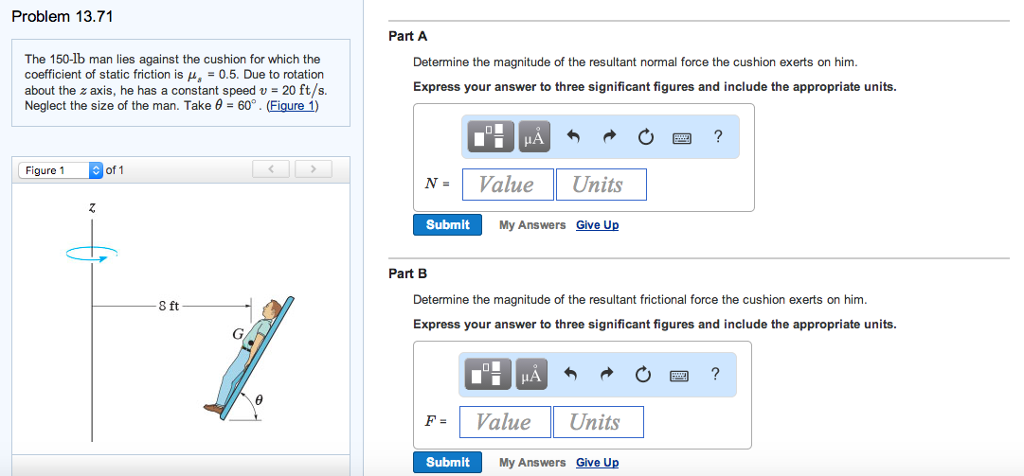 Solved The 150-lb man lies against the cushion for which the | Chegg.com