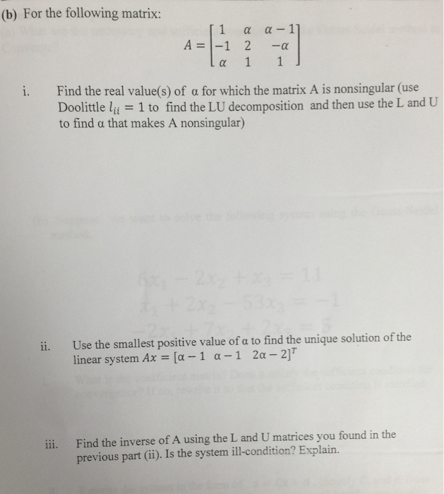 Solved A Assume That You Have Already Computed The Lu