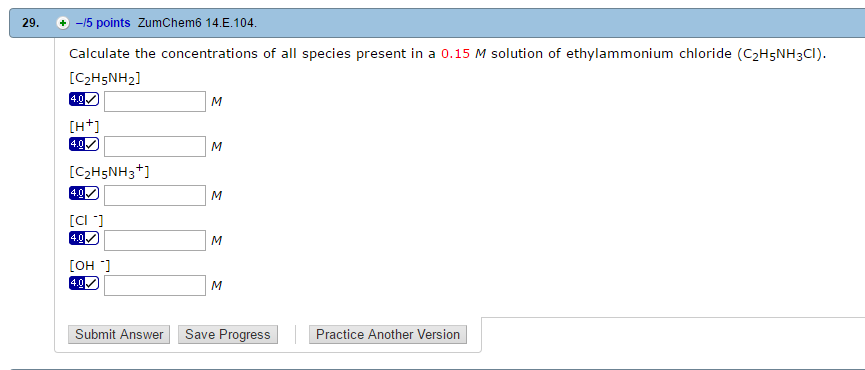 Solved 29 15 points ZumChem6 14.E.104. Calculate the | Chegg.com