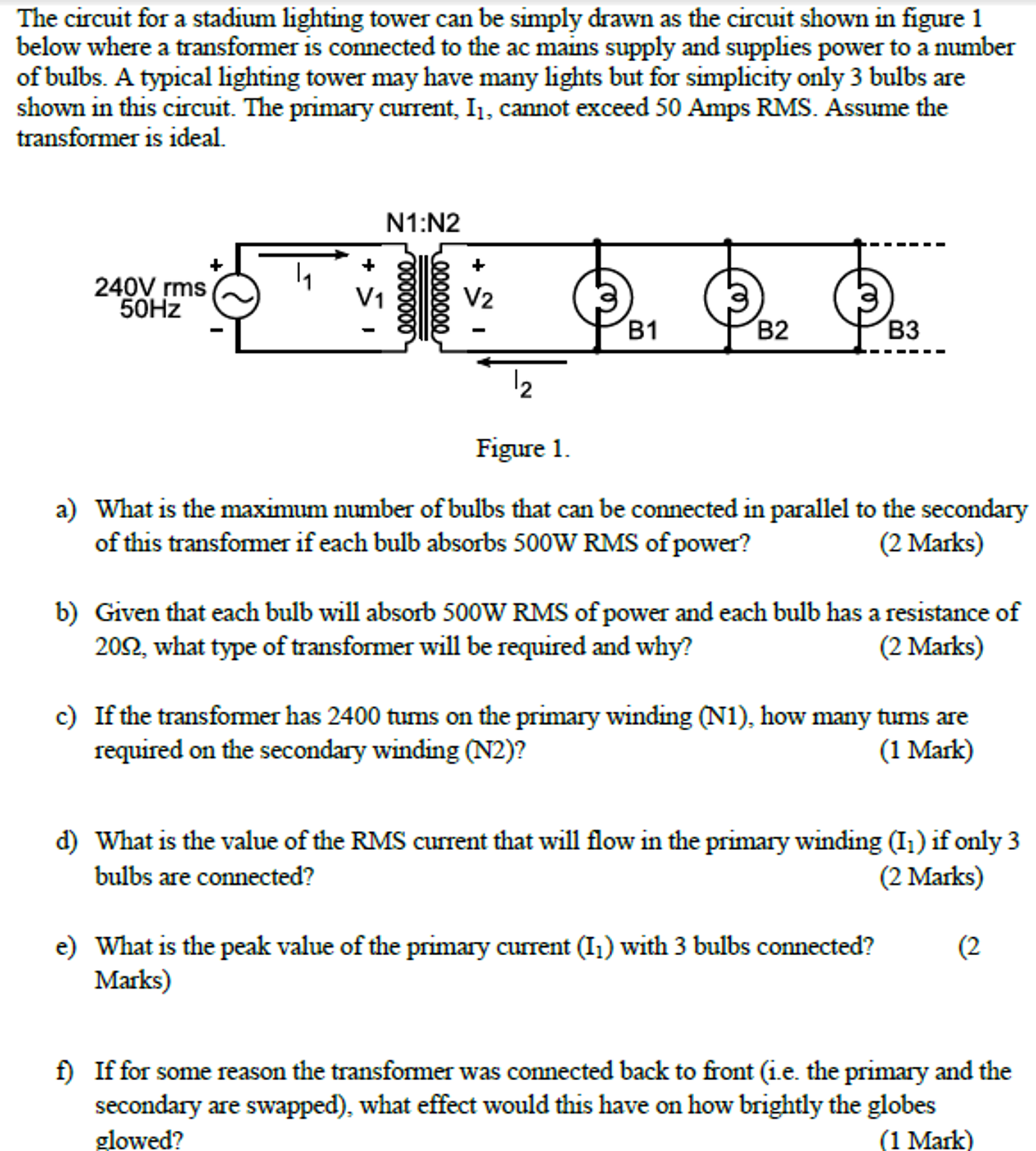 Solved The circuit for a stadium lighting tower can be | Chegg.com