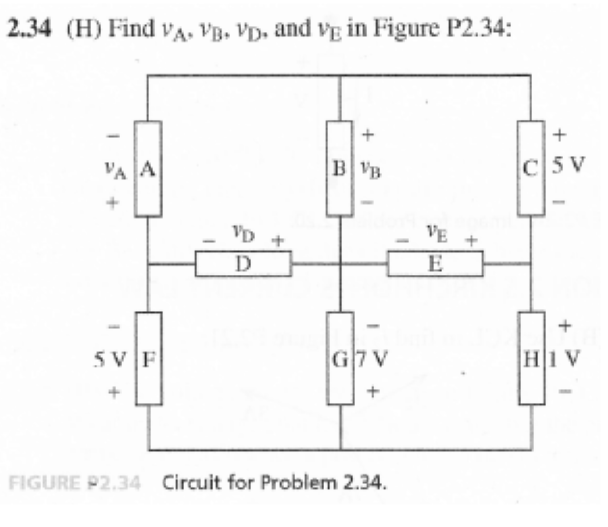 Solved Find v_A, v_B, v_D and v_E in Figure P2.34: | Chegg.com