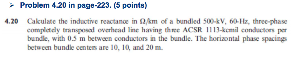 Solved Calculate the inductive reactance in Ohm/km of a | Chegg.com