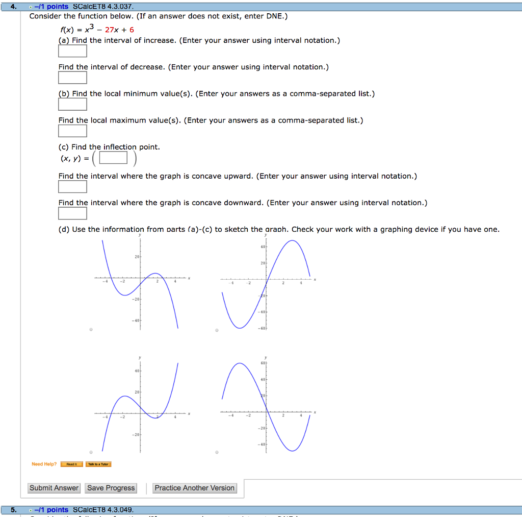 Solved Consider the function below. (If an answer does not | Chegg.com