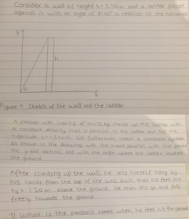 Solved Consider a wall of height h 3.40m and a ladder placed | Chegg.com