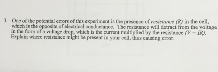 Solved One of the potential errors of this experiment is the | Chegg.com