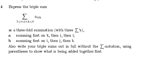 Solved Express the triple sum as a three-fold summation | Chegg.com