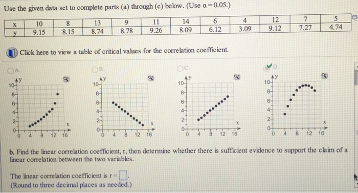 Solved Use the given data set to complete parts (a) through | Chegg.com