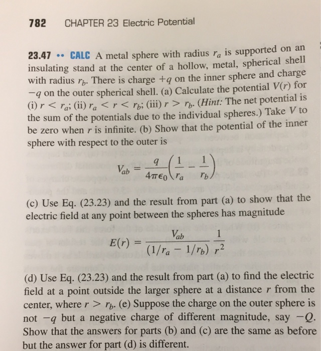 Solved A metal sphere with radius r_a is supported on an | Chegg.com