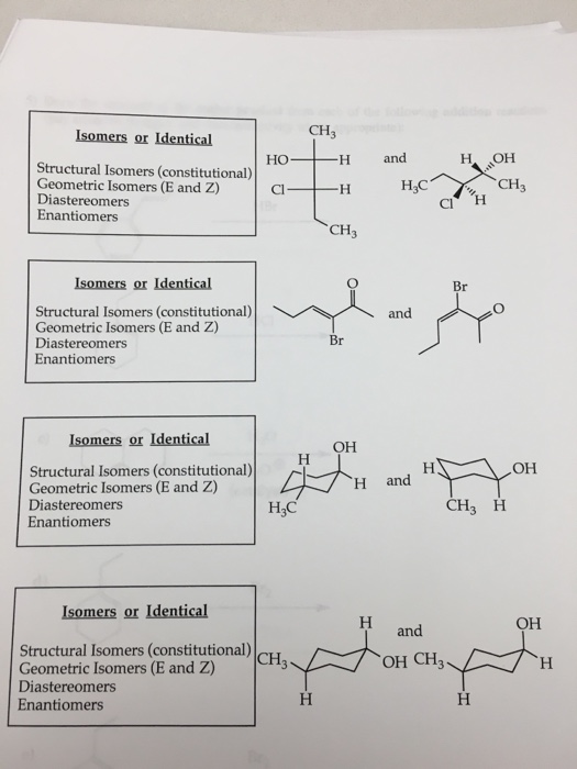 Solved First, identify the following structures as isomers | Chegg.com