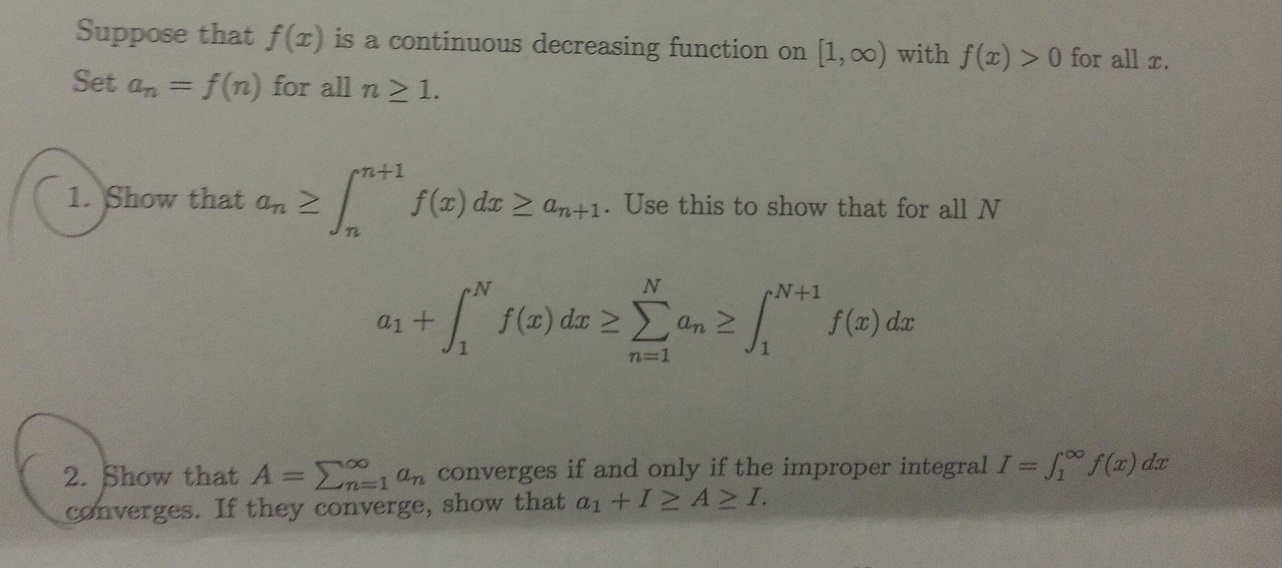 Solved Suppose that f(r) is a continuous decreasing function | Chegg.com