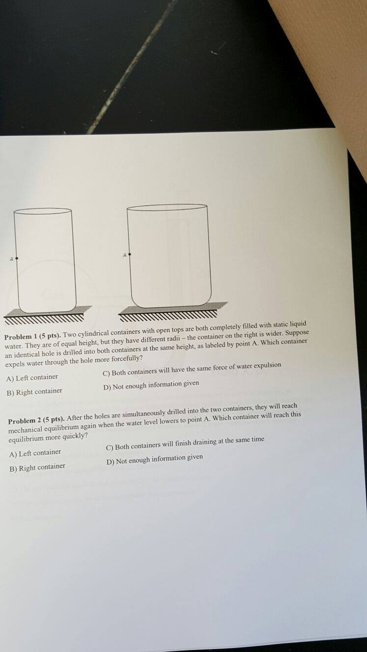 Solved Two cylindrical containers with open tops are both | Chegg.com