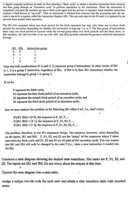 Solved A digital computer performs its tasks by first | Chegg.com