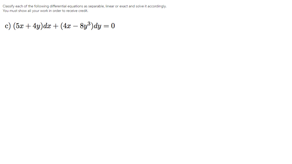 Solved Classify each of the following differential equations | Chegg.com