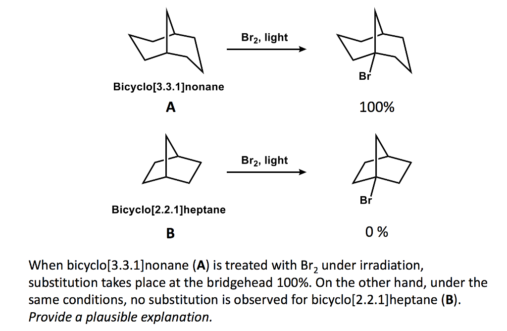 Solved Br2, light Br Bicyclo13.3. 1]nonane 100% Br2, light | Chegg.com
