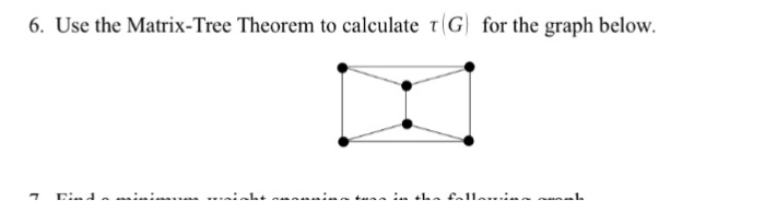 Solved 6. Use the Matrix-Tree Theorem to calculate τ(GI for | Chegg.com