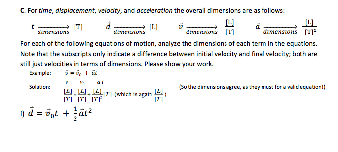 Solved C. For time, displacement, velocity, and acceleration | Chegg.com