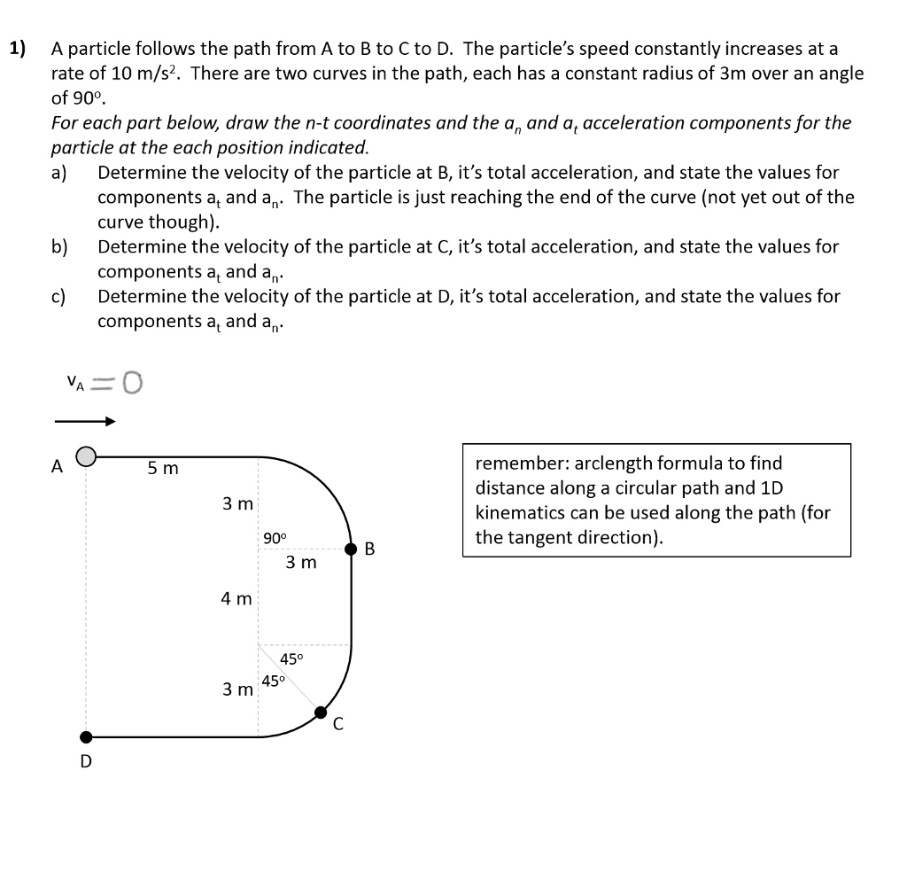 Solved A particle follows the path from A to B to C to D. | Chegg.com