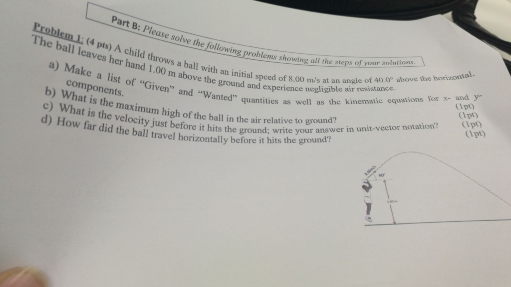Solved Part B: Please solve the olowing problens showing all | Chegg.com