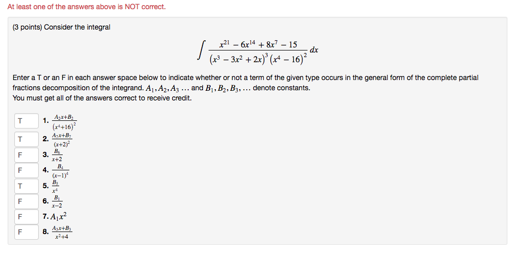 Solved At least one of the answers above is NOT correct. (3 | Chegg.com