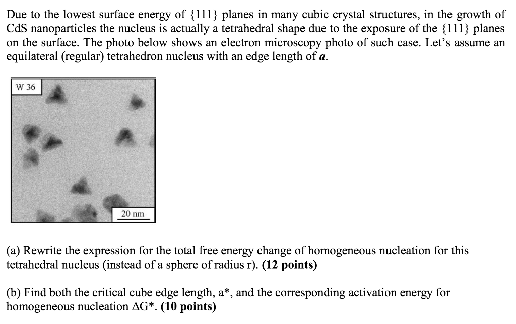 Due to the lowest surface energy of {111} planes in | Chegg.com