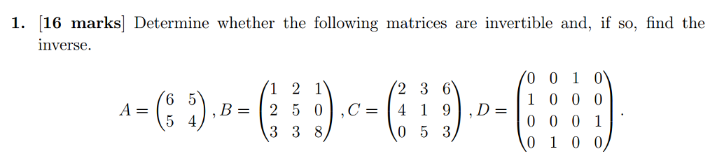 Solved Determine whether the following matrices are | Chegg.com