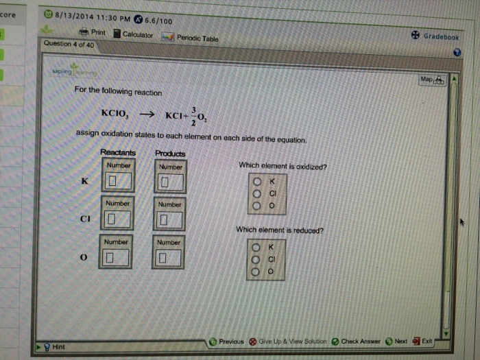 Solved: For The Following Reaction, Assign Oxidation States | Chegg.com Solved: For The Following Reaction, Assign Oxidation States | Chegg.com
