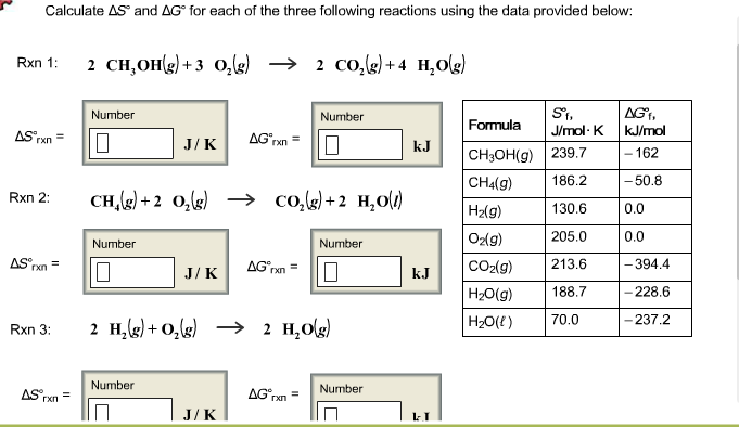 Solved Calculate delta S^0 and delta G^0 for each of the | Chegg.com