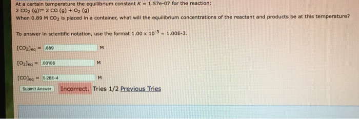 Solved At a certain temperature the equilibrium constant K = | Chegg.com