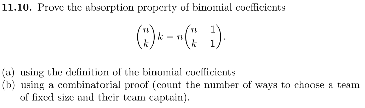 Solved Prove the absorption property of binomial | Chegg.com