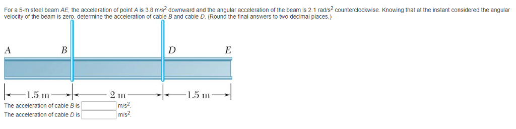 Solved For a 5-m steel beam AE, the acceleration of point A | Chegg.com