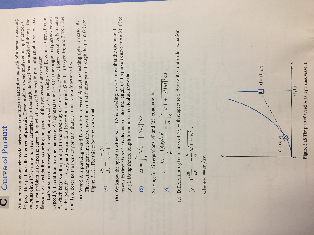 C Curve of Pursuit An interesting geometric model | Chegg.com