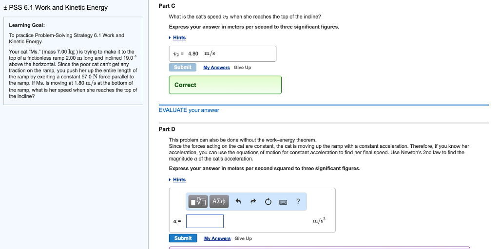 Solved Part C PSS 6.1 Work and Kinetic Energy What is the | Chegg.com