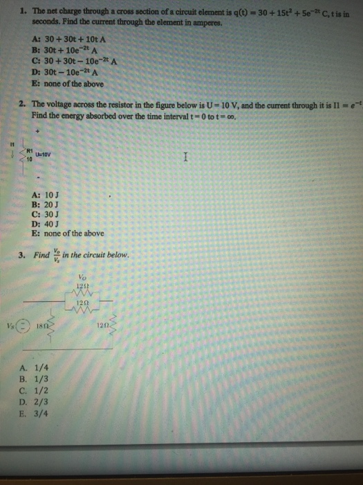 Solved The net charge through a cross section of a circuit | Chegg.com