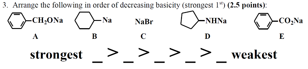 Solved Arrange the following in order of decreasing basicity | Chegg.com