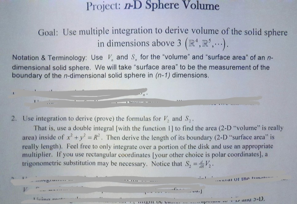 Solved Project: -D Sphere Volume Goal: Use multiple | Chegg.com