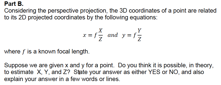 Solved Considering the perspective projection, the 3D | Chegg.com