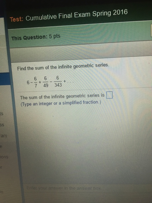 Solved Find The Sum Of The Infinite Geometric Series 6