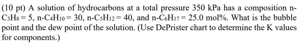 Solved (10 pt) A solution of hydrocarbons at a total | Chegg.com