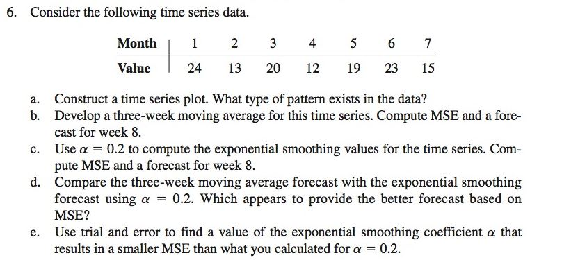 Solved 6. Consider the following time series data Month 2 3 | Chegg.com