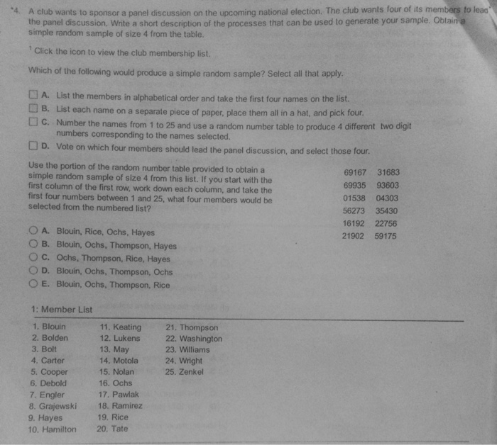 Solved A club wants to sponsor a panel discussion on the | Chegg.com