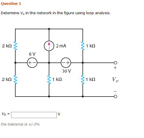 Solved Determine V_0 in the network in the figure using loop | Chegg.com