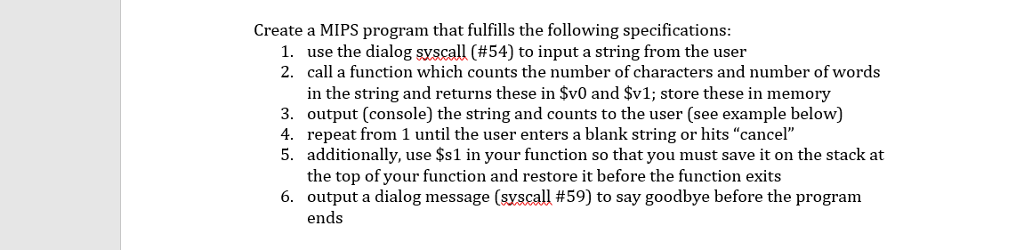 Solved Create A Mips Program That Fulfills The Following 7978