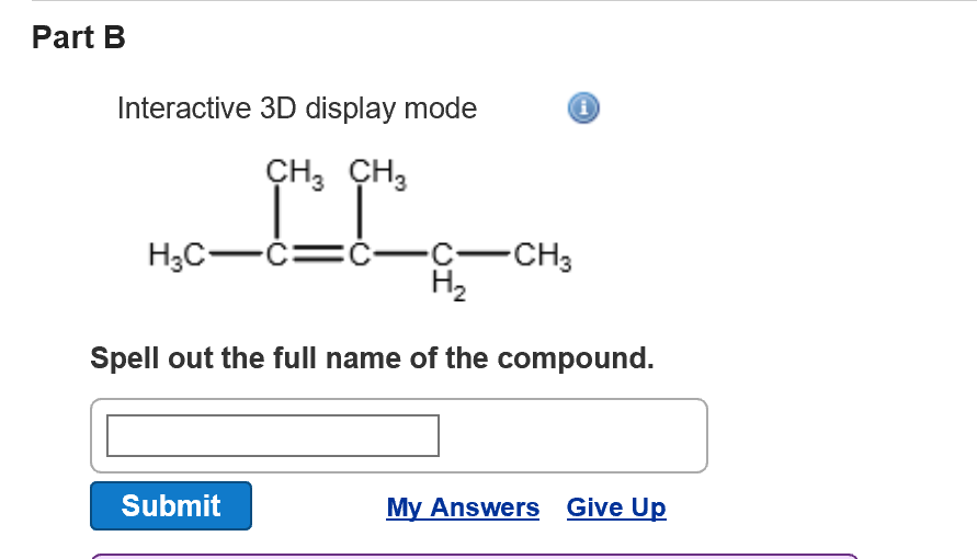 Solved Part D Interactive 3D display mode 1 CH H C CH H H | Chegg.com