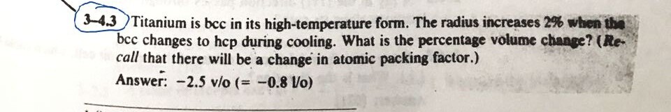 Solved 34.3 Titanium is bcc in its high-temperature form. | Chegg.com