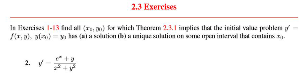 Solved In Exercises 1-13 ﬁnd all (x0,y0) for which Theorem | Chegg.com